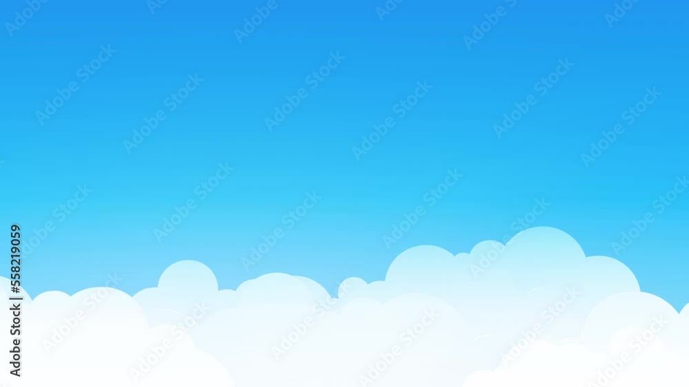 Clouds in Blue sky animation loop in cartoon style. Background in 4K ...
