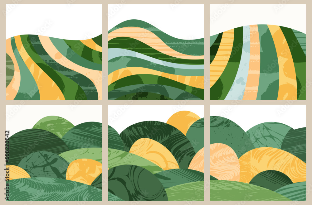 Green abstract agriculture field vector social media square post. Agro ...