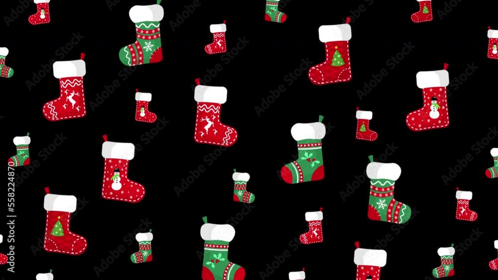 Animated Ornamental Christmas Socks Pattern Design Template. Motion ...