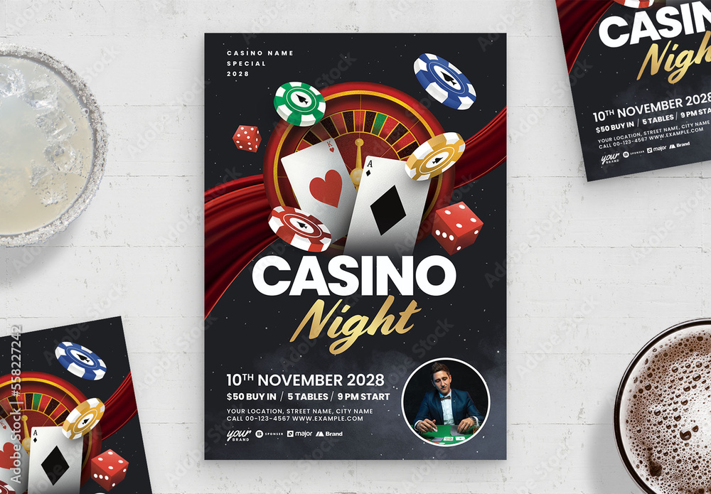 Casino Night Flyer Template Stock Template | Adobe Stock