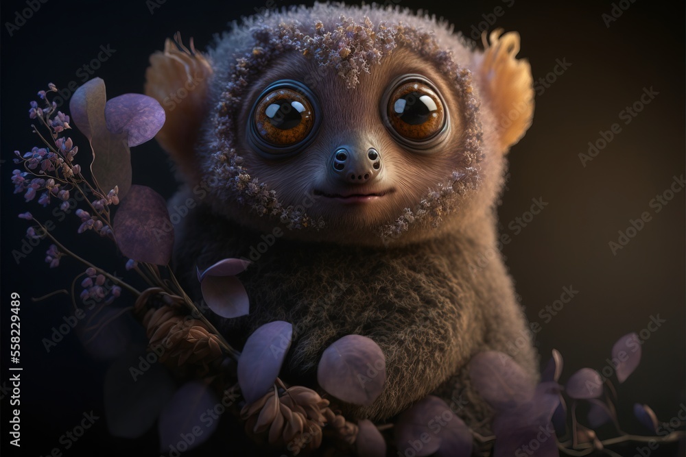 Flying lemur. Cute adorable animal inspired by some cartoon movies ...
