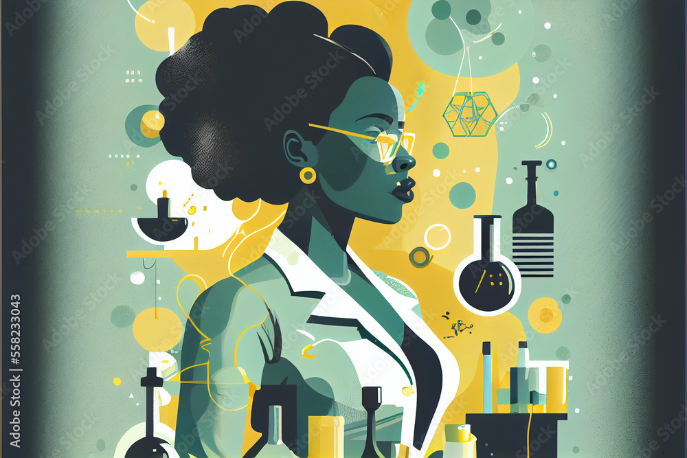 Vintage Inspired Vector Illustration of African-American Woman in ...