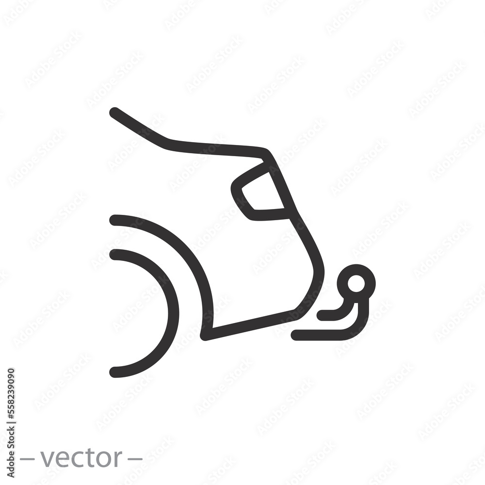 car tow hitch icon, coupling trailer ball, towbar, thin line symbol on ...