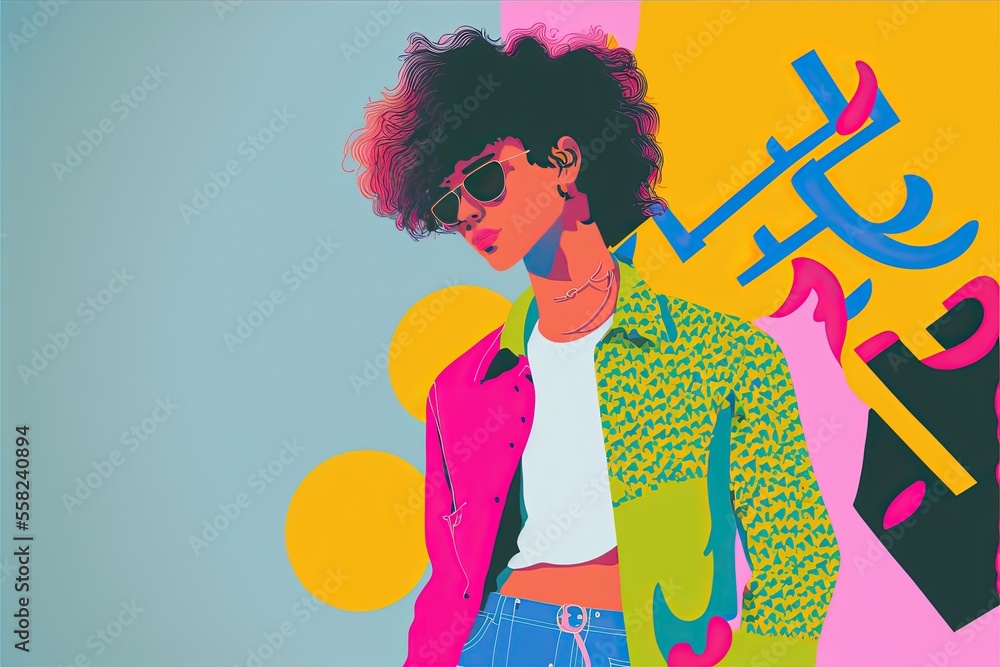 Gen Z Latinx pastel colors, vector style illustration made with ...