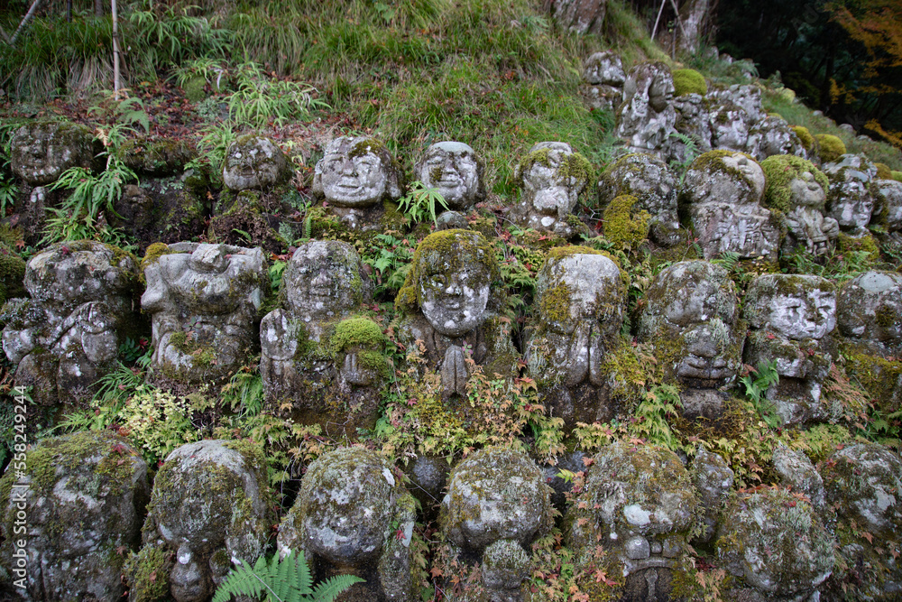 Statues of arhat at Otagi Nenbutsu-ji temple, Kyoto, Japan Stock Photo ...
