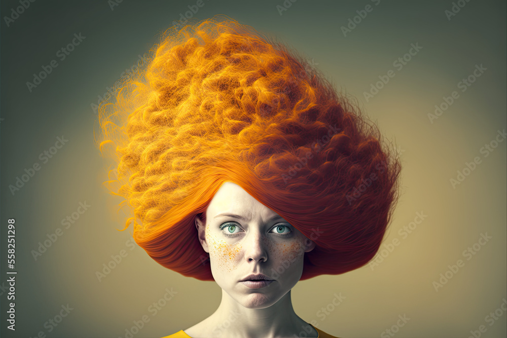 Portrait of a young woman with nessy red ginger hairstyle, generative ...