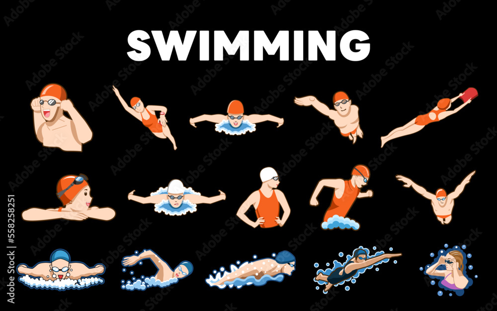 swimming vector graphic clipart design Stock Vector | Adobe Stock