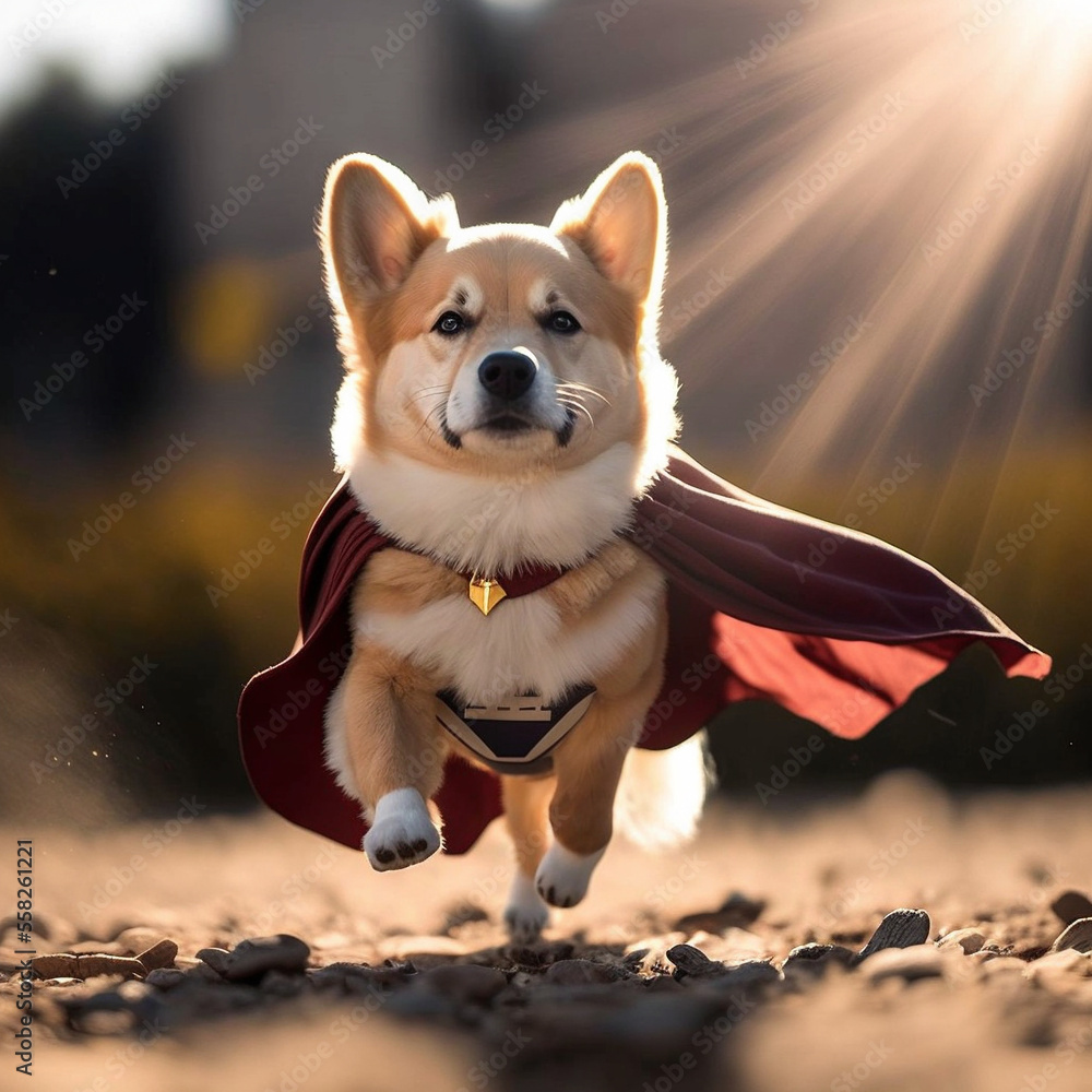 Cute Superhero Dog with a Cape created with Generative AI technology ...
