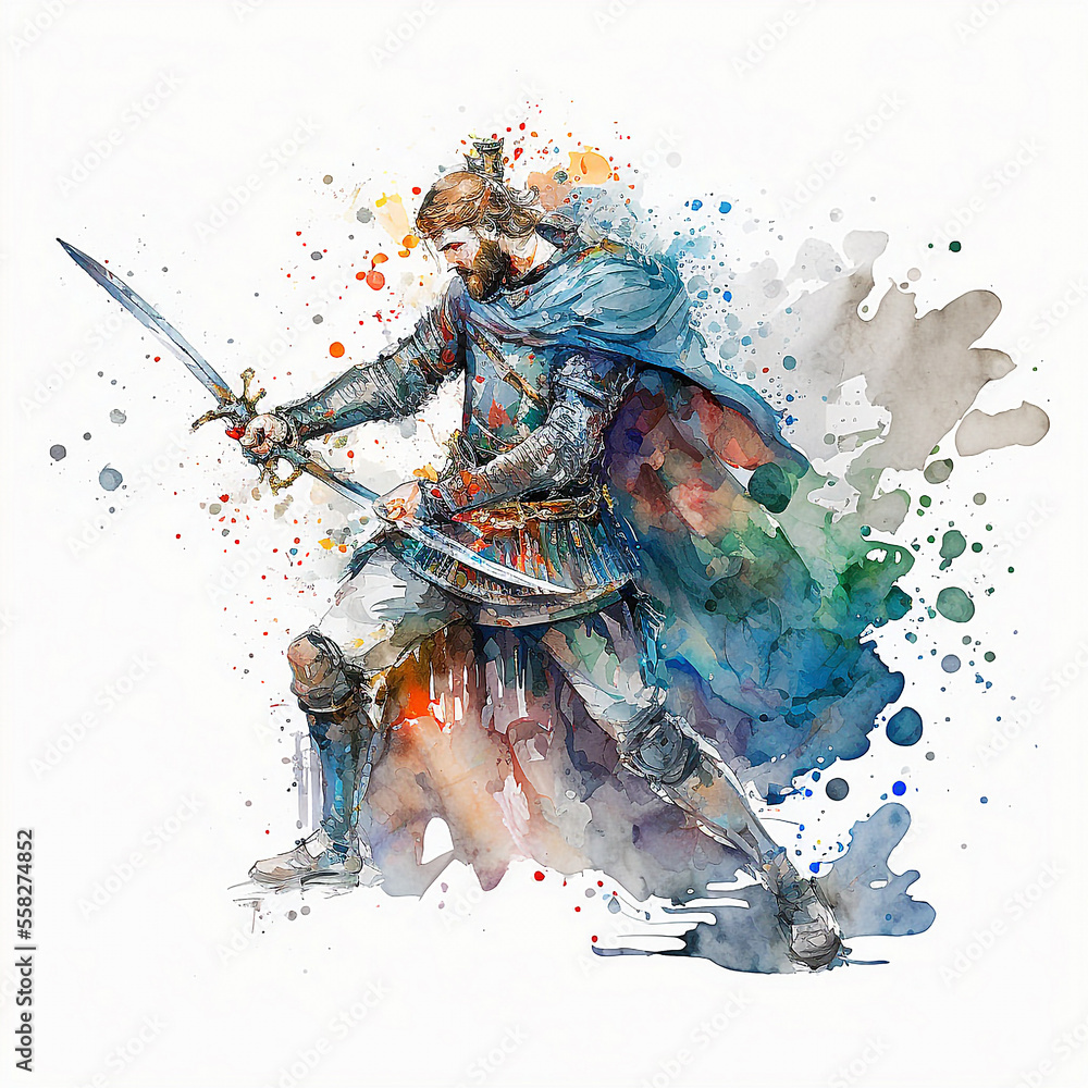 watercolor of King Arthur Stock Illustration | Adobe Stock