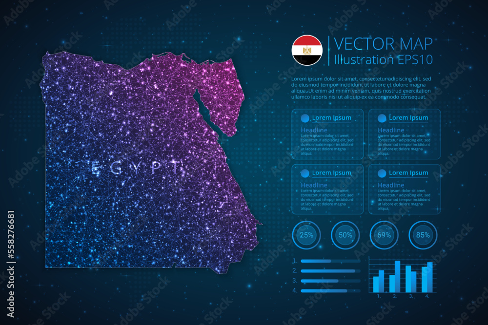 Egypt map infographics template for diagram, graph, presentation and ...