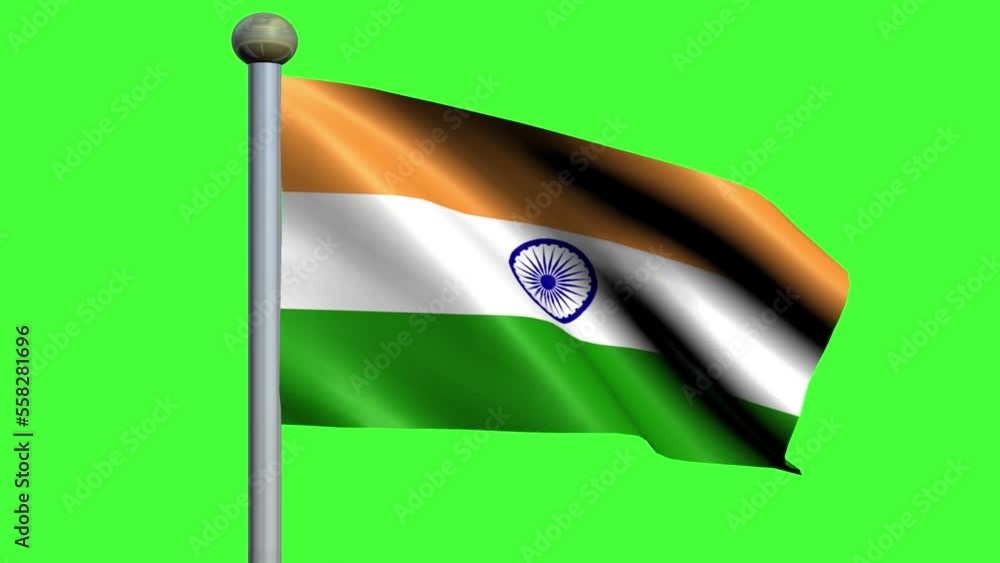 Seamless loop animation of the India flag. 4K India flag flying high at ...