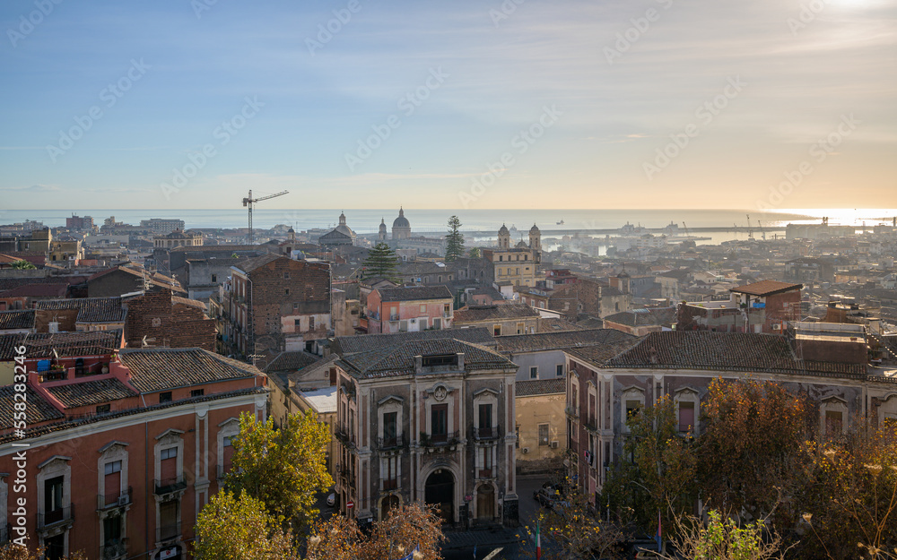 Catania medieval city center, with Sant'Agata cathedral and medieval ...