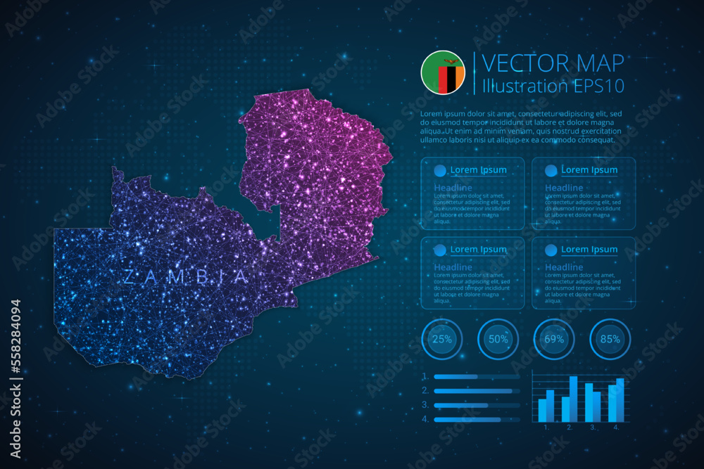 Zambia map infographics template for diagram, graph, presentation and ...