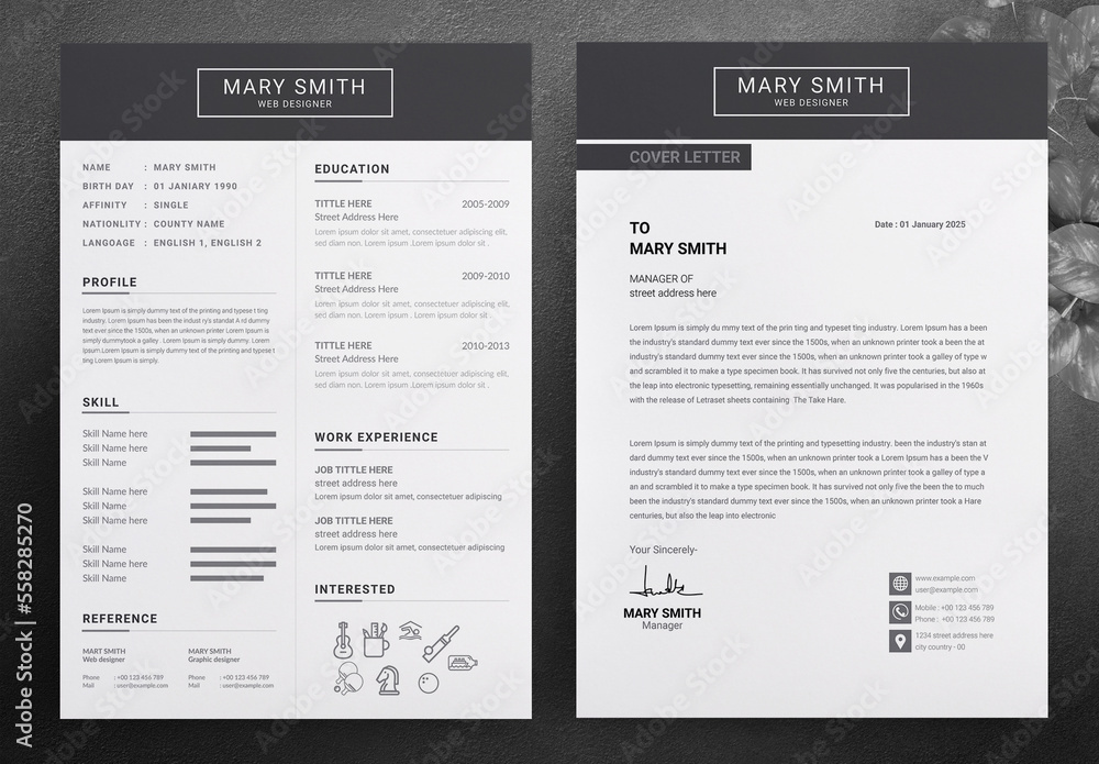 Clean Resume Design Stock Template | Adobe Stock