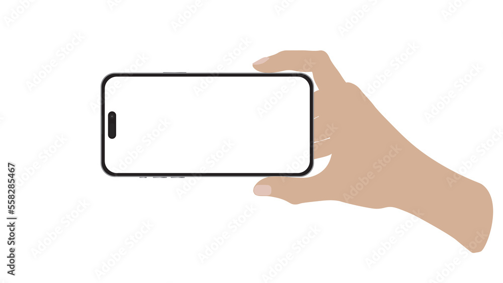 Hand hold new Mockup smart phone 14 generation vector and screen PNG ...