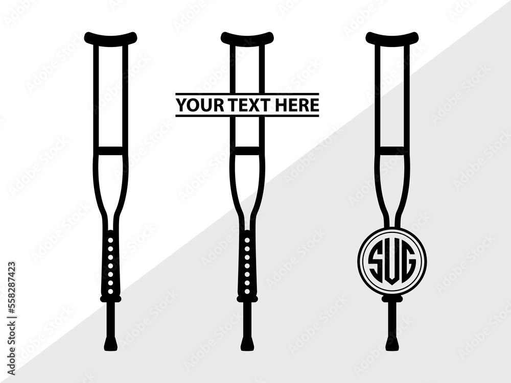 Crutches Monogram, Crutches Silhouette, Crutches SVG, Crutch Svg ...
