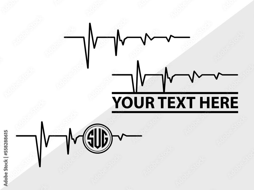 Heartbeat Monogram, Heartbeat Silhouette, Heartbeat SVG, Stethoscope ...