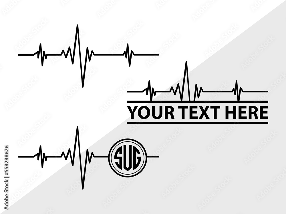 Heartbeat Monogram, Heartbeat Silhouette, Heartbeat SVG, Stethoscope ...