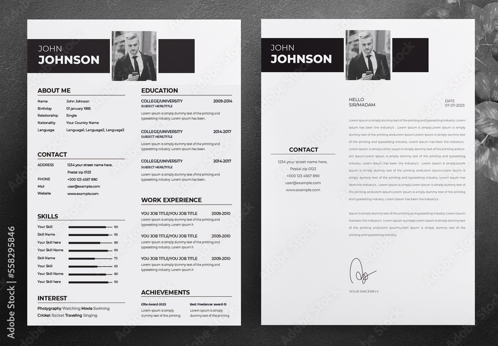 Clean Resume Template Design Stock Template | Adobe Stock