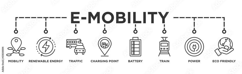 E-mobility banner web icon vector illustration concept with icon of ...