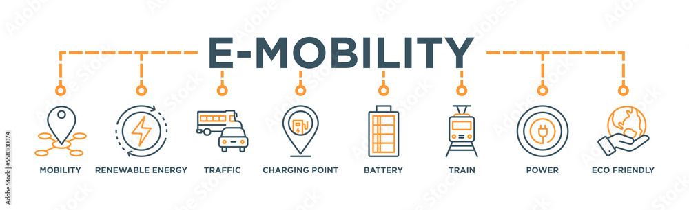 E-mobility banner web icon vector illustration concept with icon of ...