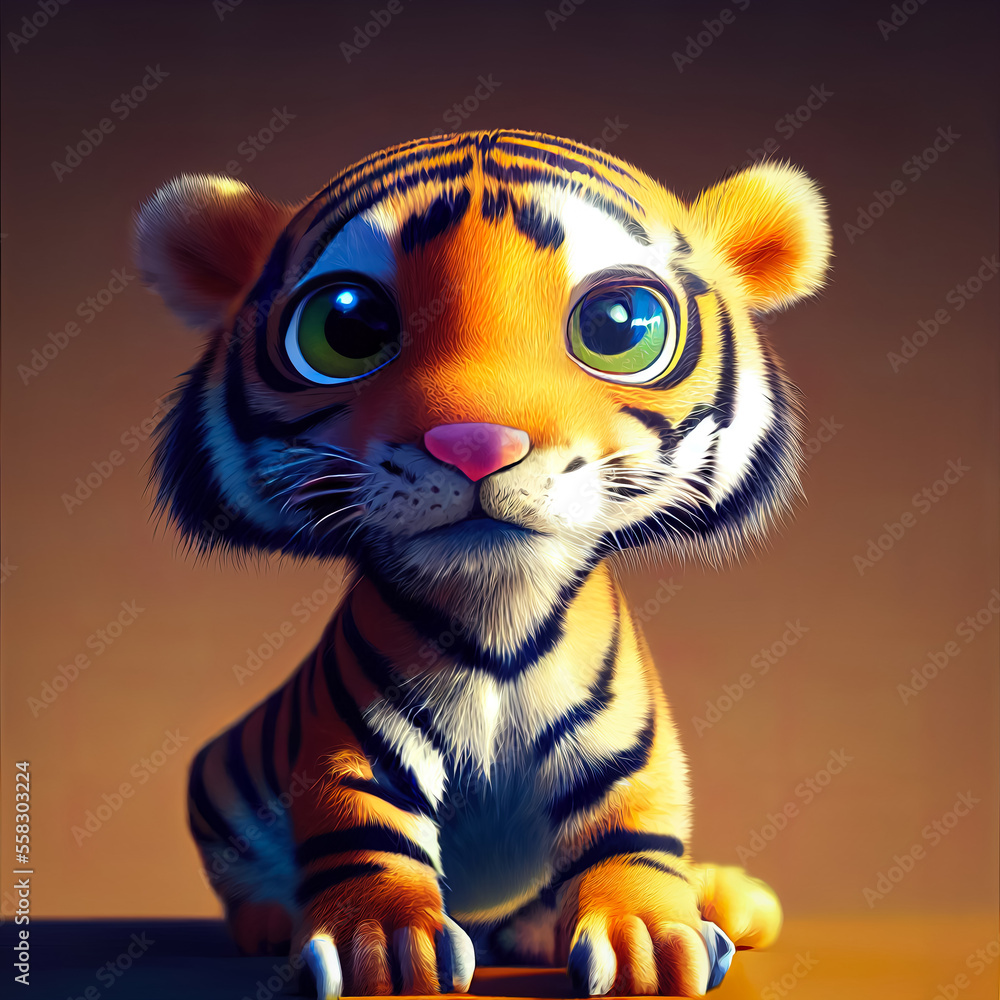 Adorable baby tiger character design. cute tiger cartoon animation ...