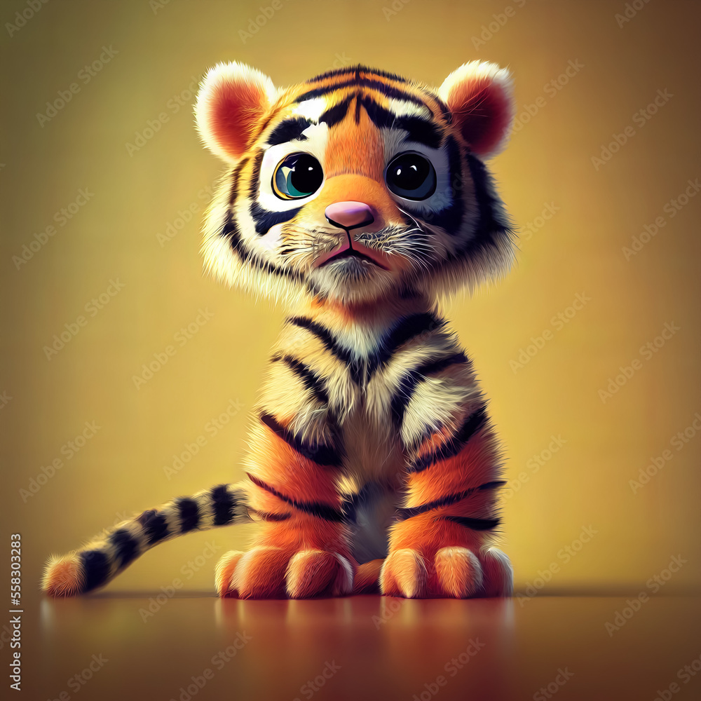 Adorable baby tiger character design. cute tiger cartoon animation ...