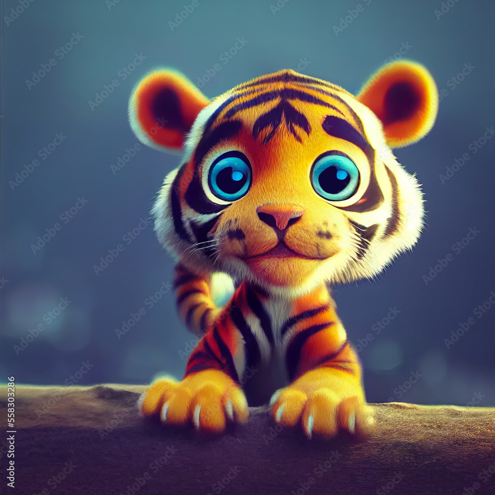 Adorable baby tiger character design. cute tiger cartoon animation ...