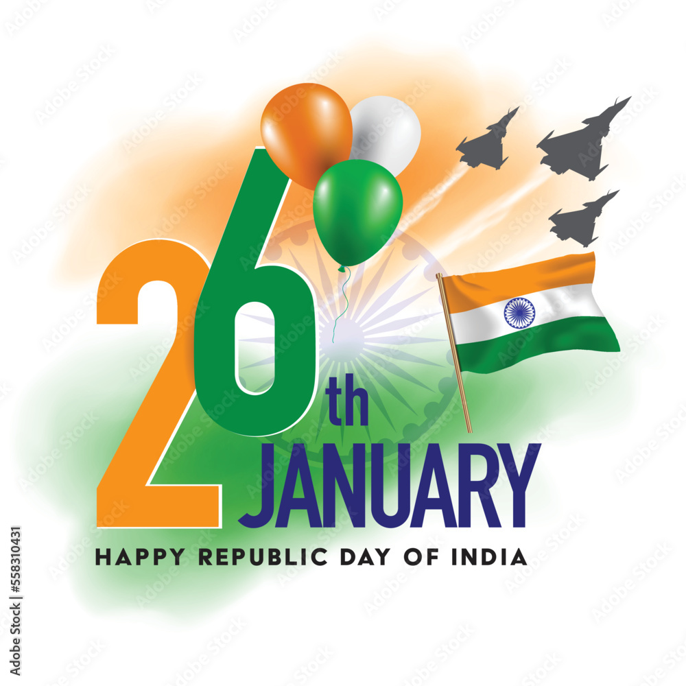 Vector illustration of Happy Republic day concept banner, 26 january ...