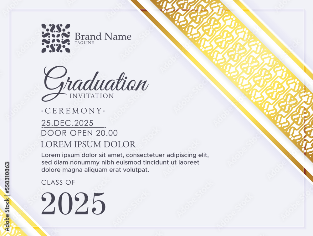 Elegant graduation invitation template with ornament Stock Vector ...