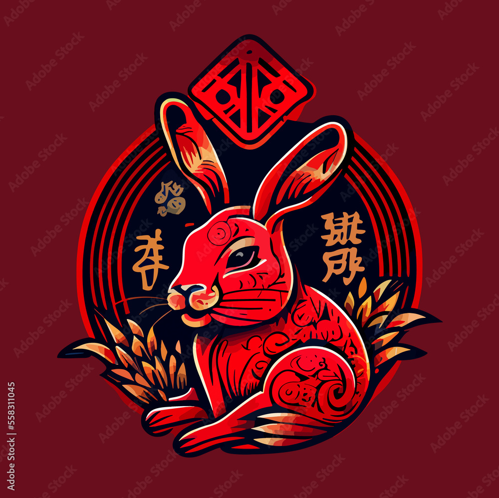 Year of the Rabbit chinese horoscope animal zodiac. Stock Illustration ...