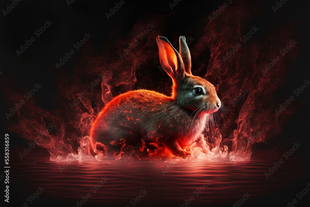 Rabbit on a water - Year 2023 - Year of Water Rabbit - Chinese Zodiac ...