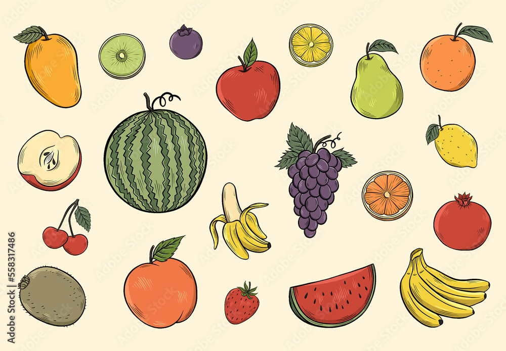 Fruit Clipart Illustrations Stock Template | Adobe Stock