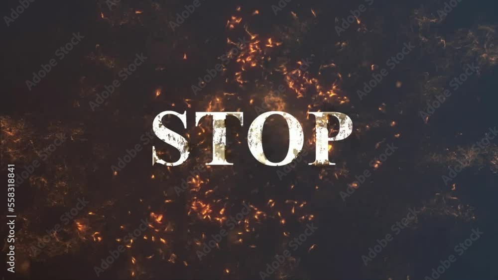 STOP LOGO ANIMATION VIDEO WITH FIRE AND SMOKE EFFECT, STOP MONOGRAM ...