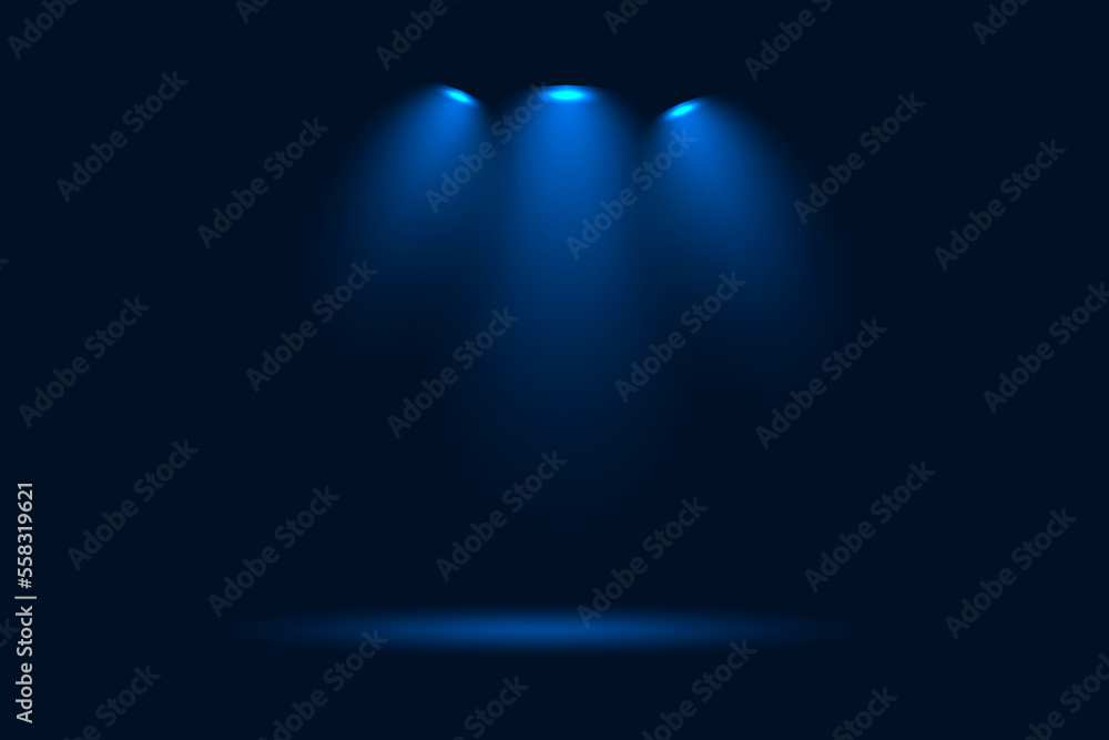 Blue studio background. Abstract background with spotlight. Vector ...