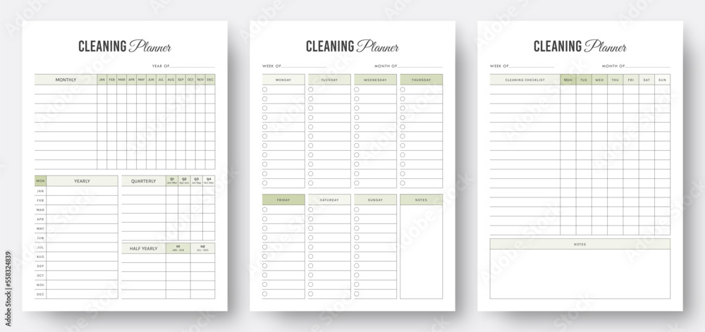 Daily Weekly Monthly Yearly Cleaning Schedule Planner. Cleaning ...