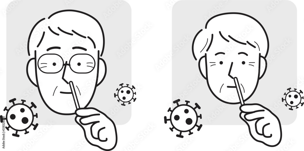 Covid19 coronavirus antigen self-test line icon or pictogram vector set ...