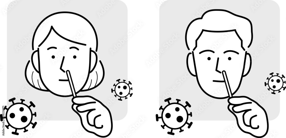 Covid19 coronavirus antigen self-test line icon or pictogram vector set ...