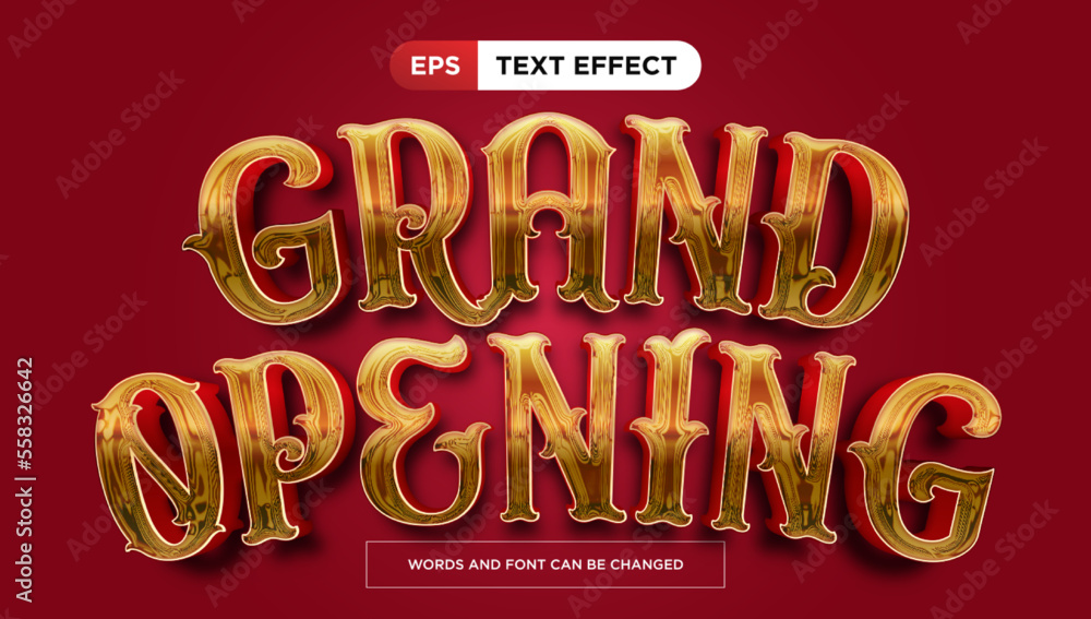 grand opening text effect, editable luxury and rich text style Stock ...