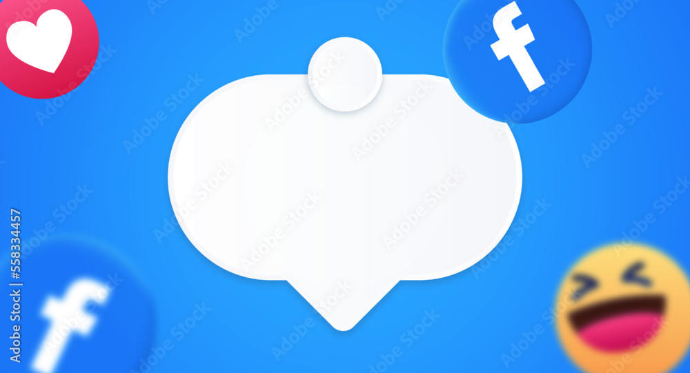 Lombok, Indonesia - January 4, 2023: Blank chat bubble with 3d Facebook ...