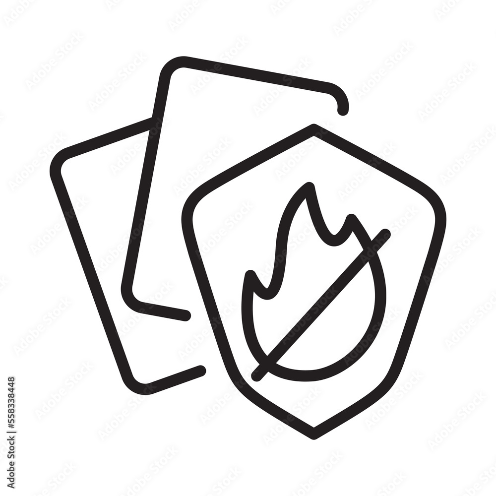 Flame retardant icon.Fire resistant material .Vector flat illustration ...