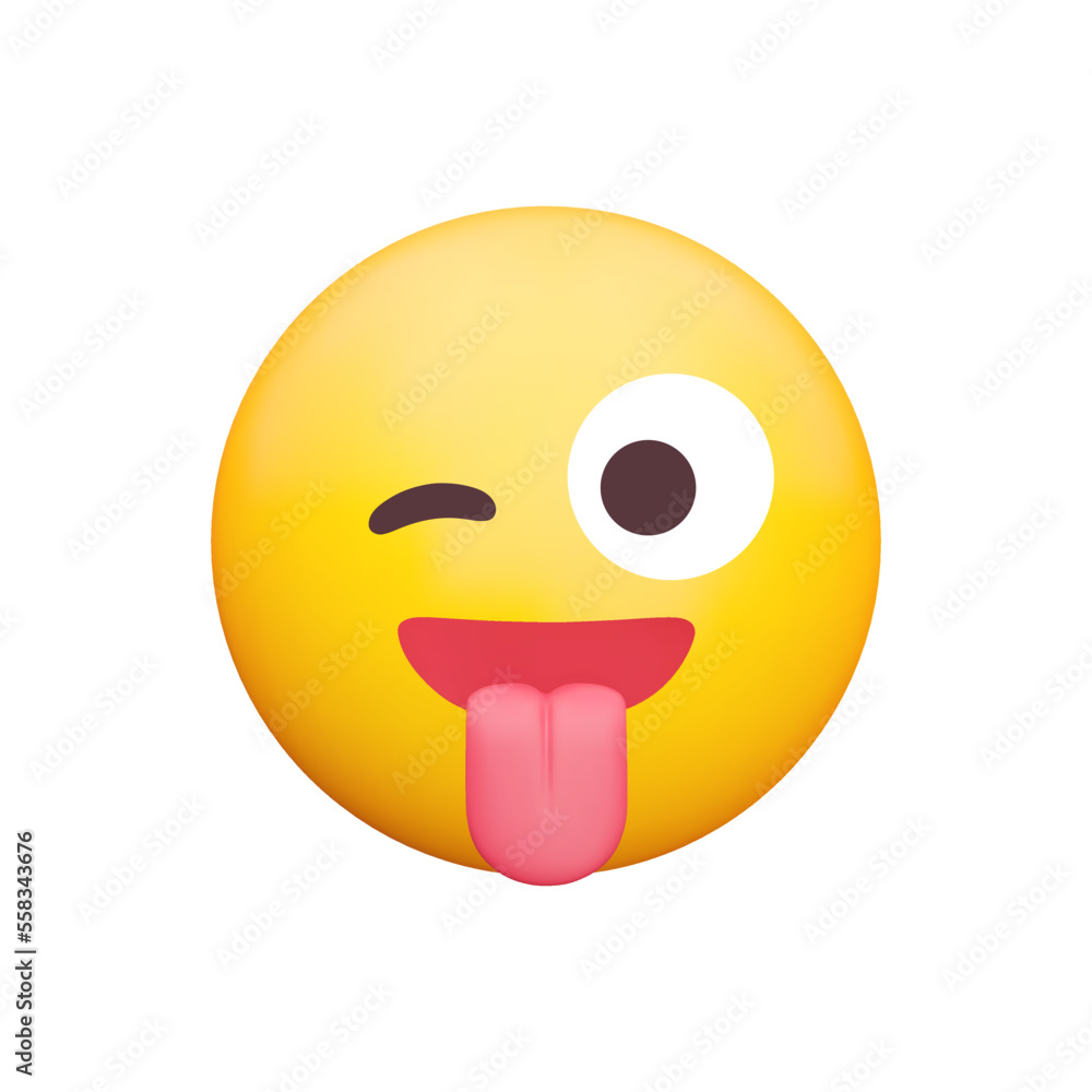 Winking Face with Tongue 3d icon. yellow emoji sticking out her tongue ...