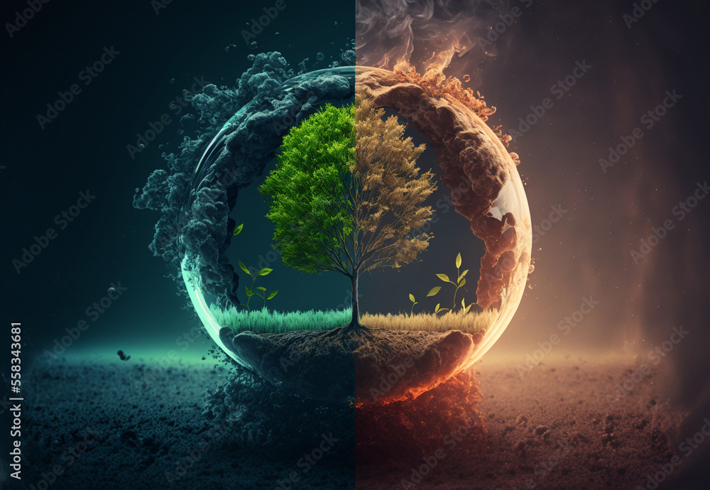 An abstract background of the greenhouse effect and its impact on the ...