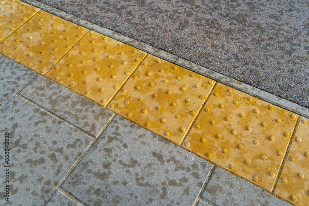 Tactile Paving on Tiles Pathway for Blind Handicap, Safety Sidewalk for ...