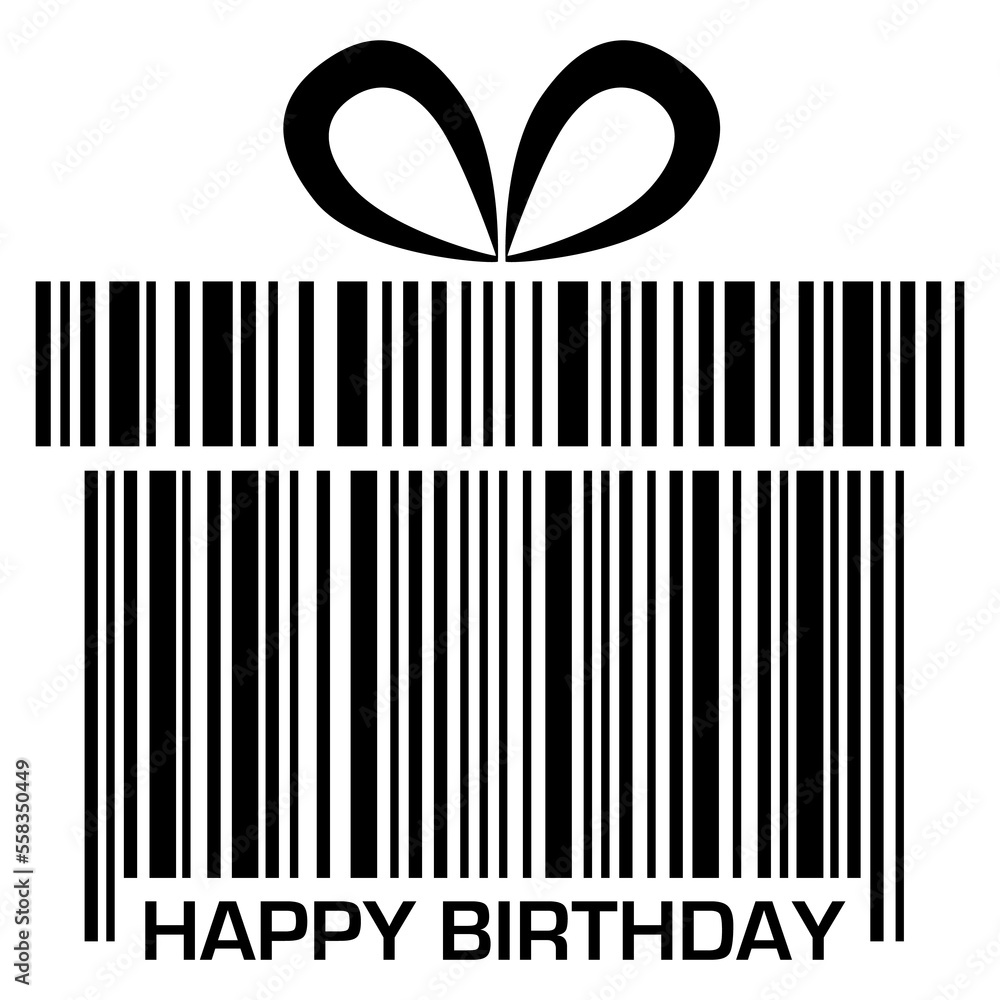 Logo aislado con texto Happy Birthday con código de barras con líneas ...