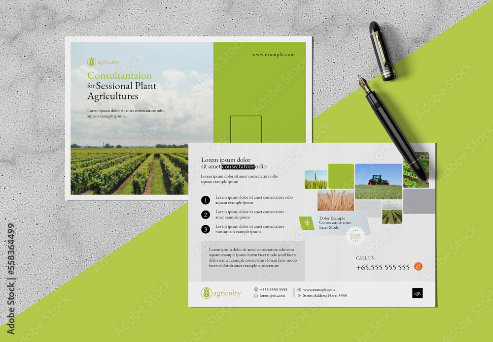 Agriculture Post Card Layout Stock Template | Adobe Stock