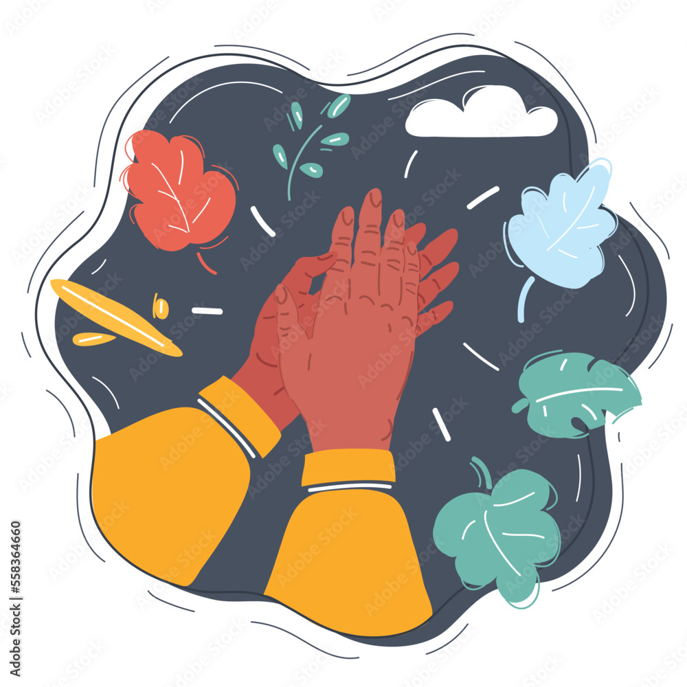 Set of clapping hands isolated multinational various skin color palms ...