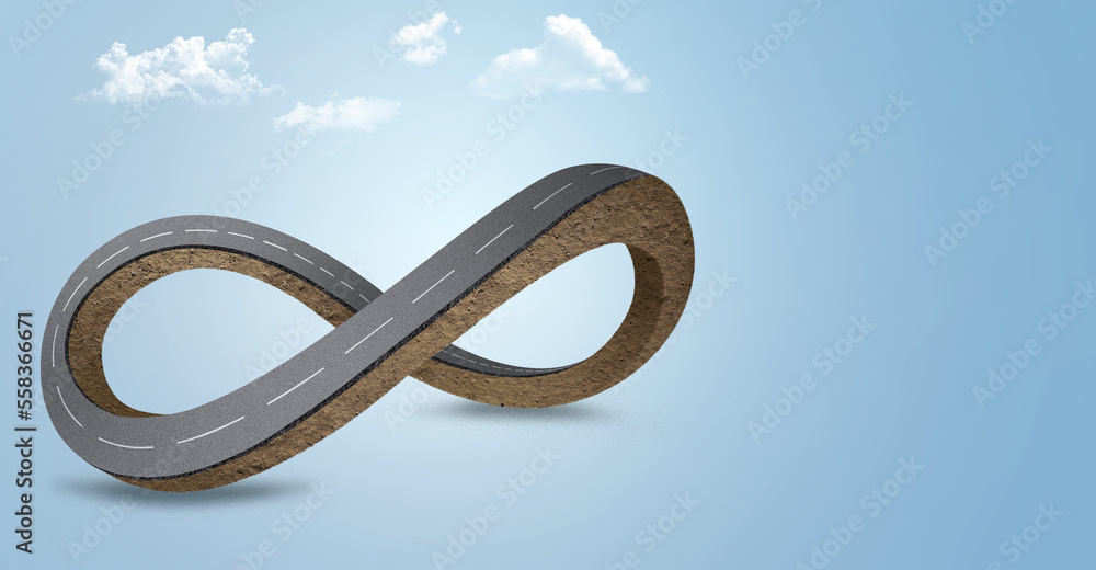 Infinite loop road with soil section, infinity symbol highway isolated ...