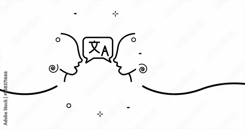 People speaking different languages. Bilingual, vocabulary, dictionary ...