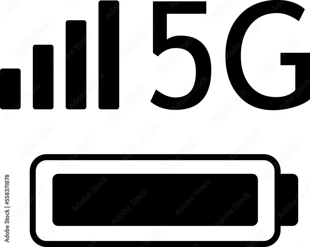 5G bar icon isolated on white background. Status bar symbol modern ... 5G bar icon isolated on white background. Status bar symbol modern ...